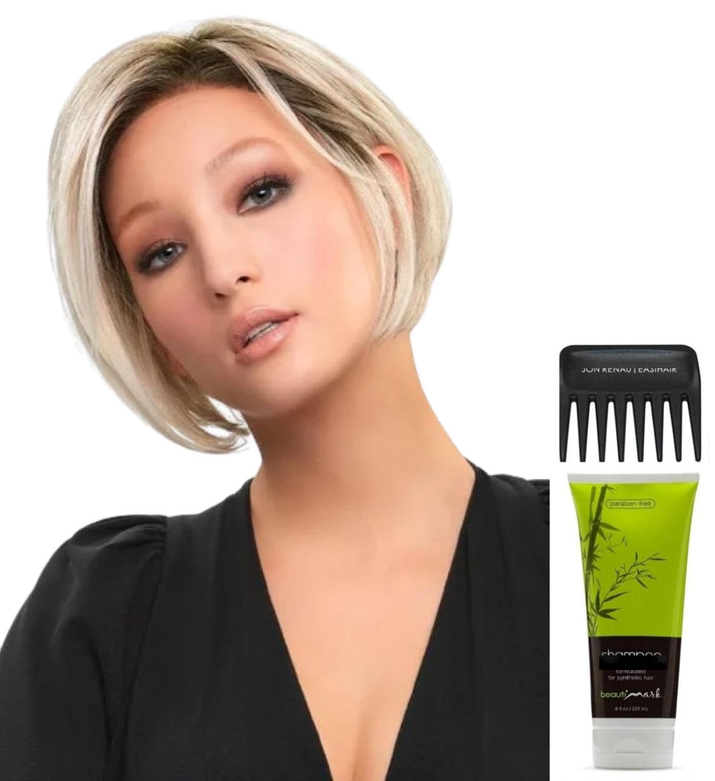 Bundle - 4 items: Ignite Wig by Jon Renau, Christy's Wigs Q & A Booklet, BeautiMark Synthetic Shampoo & Wide Tooth Comb - Color: 24BT18S8