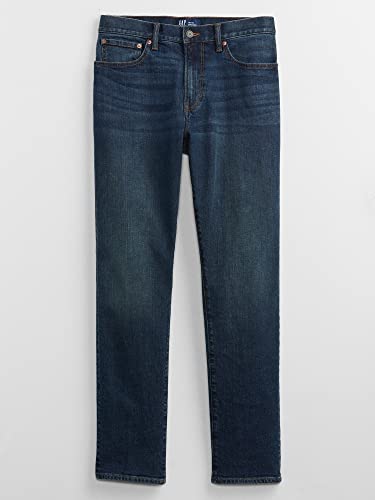 GAP Mens Straight Taper Fit Jeans, Dark Wash Indigo, 36W x 32L US