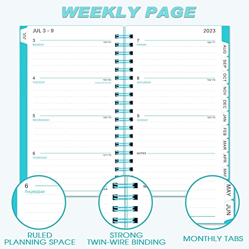 2023-2024 Pocket Planner/Calendar - Weekly & Monthly Pocket Planner, JULY 2023 - JUNE 2024, 6.8" x 4.3", Strong Twin - Wire Binding, Plastic Cover, Round Corner