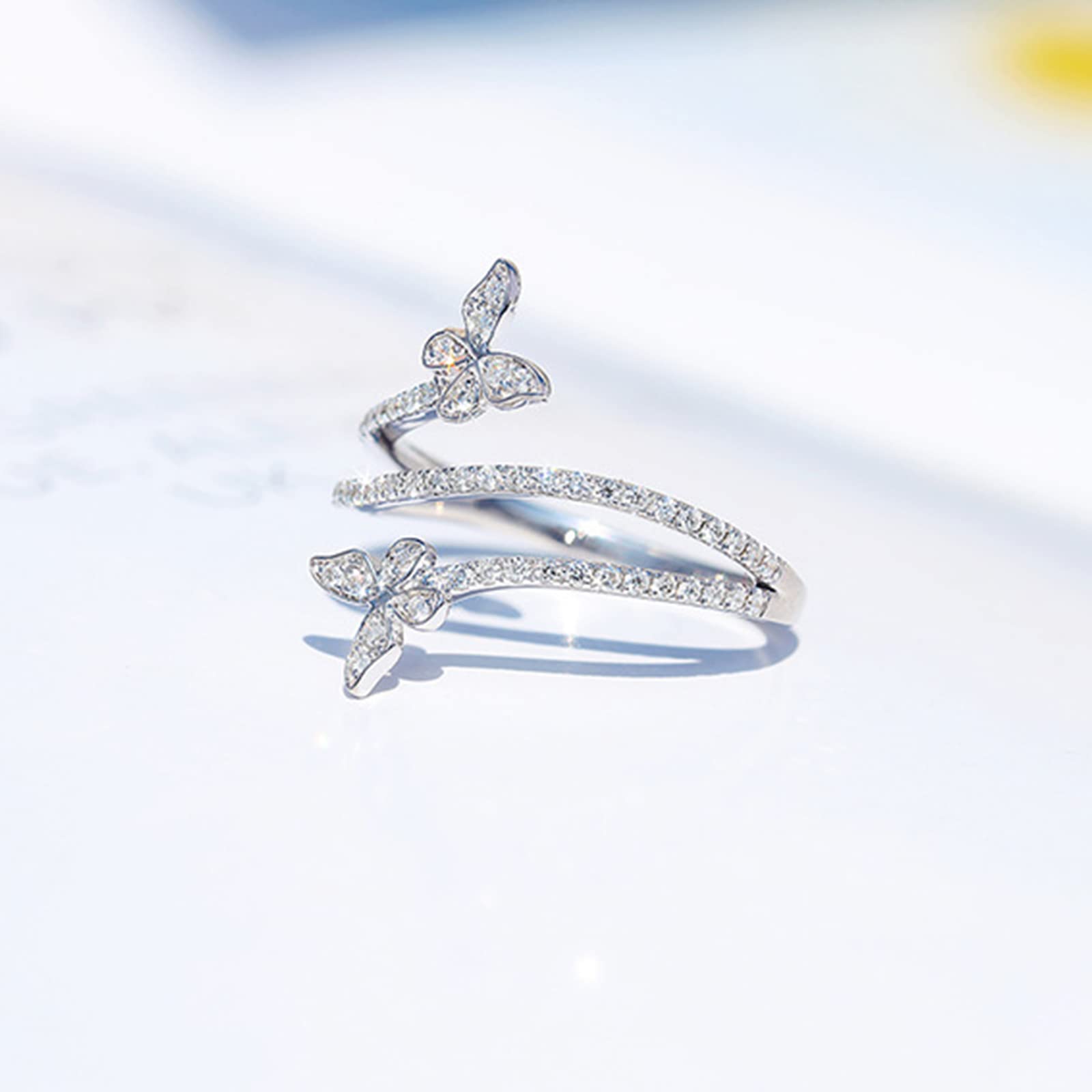 Otxas Silver Butterfly Rings Butterfly Jewelry Silver Rings Cute Ring for Women Engagement Ring Butterfly Jewelry