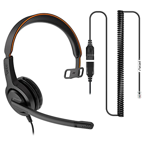 Axtel Bundle Voice 40 Mono NC with AXC-01 Cable | Noise Cancellation - Compatible with Avaya 2400/4600 Series, Mitel 6800 Series, NEC DTL/ITL Series, Nortel, Polycom VVX Series