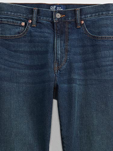 GAP Mens Straight Taper Fit Jeans, Dark Wash Indigo, 36W x 32L US