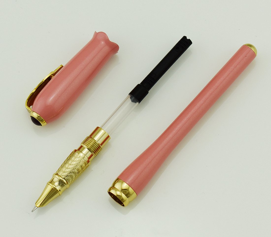 Picasso Greek Irene Fountain Pen Extra Fine Nib Pink Color Bud Cap Leaf Clip Uniqu Style Gift Box Set