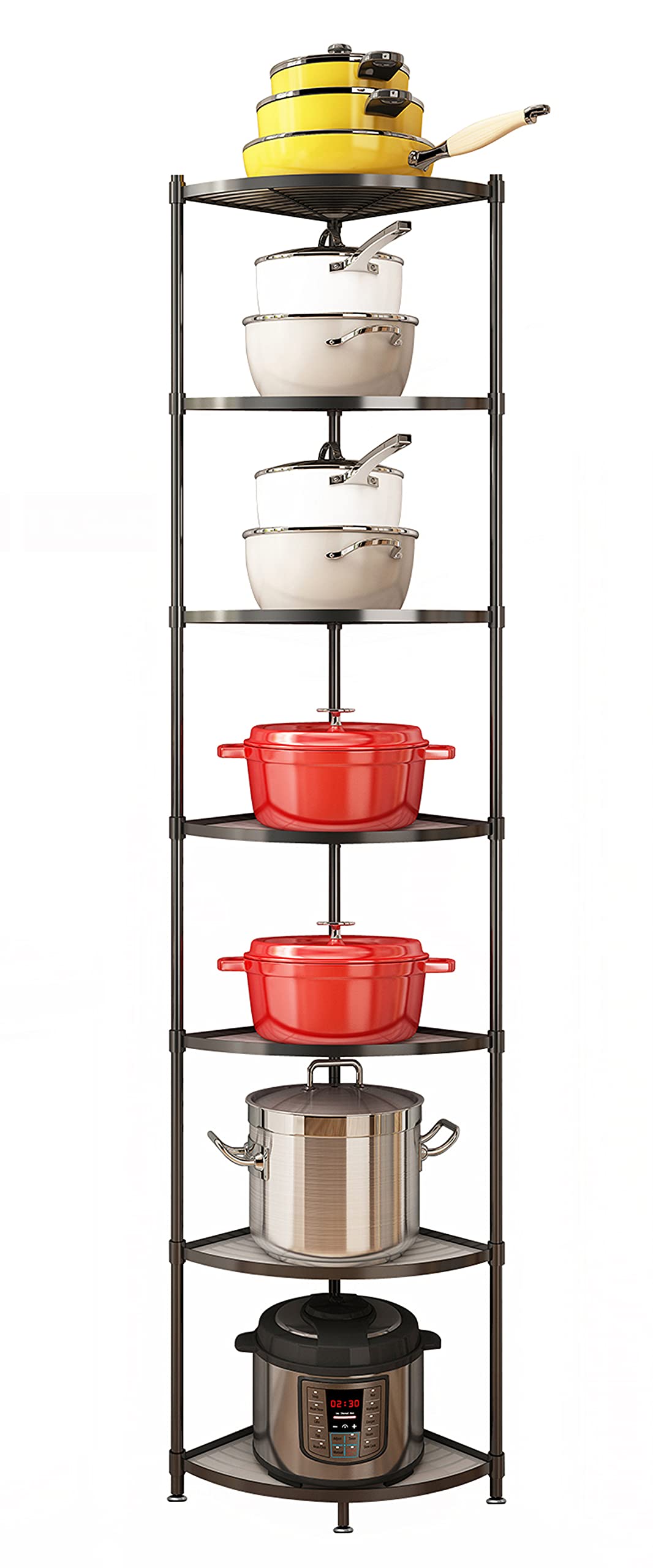 7-Tier Kitchen Pot Rack, Cookware Stand Storage Organizer ïŒMulti-Layer Corner Shelf Stand Stainless Steel Shelves for Kitchen
