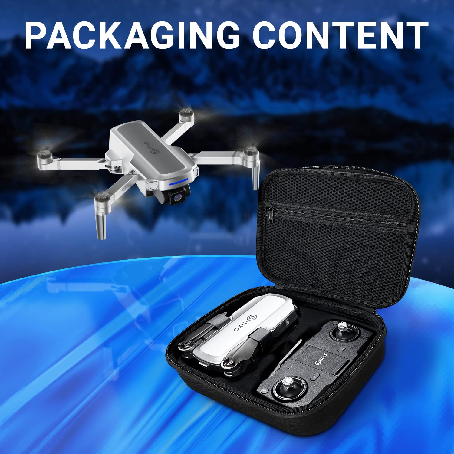 Contixo F28 Foldable GPS Drone - 2K FHD Camera GPS Control and Selfie Mode Follow Me, Way Point, & Orbit Mode Up to 60 Min Flight Time FPV Drone for Mobile With Carrying Case 64GB SD Card