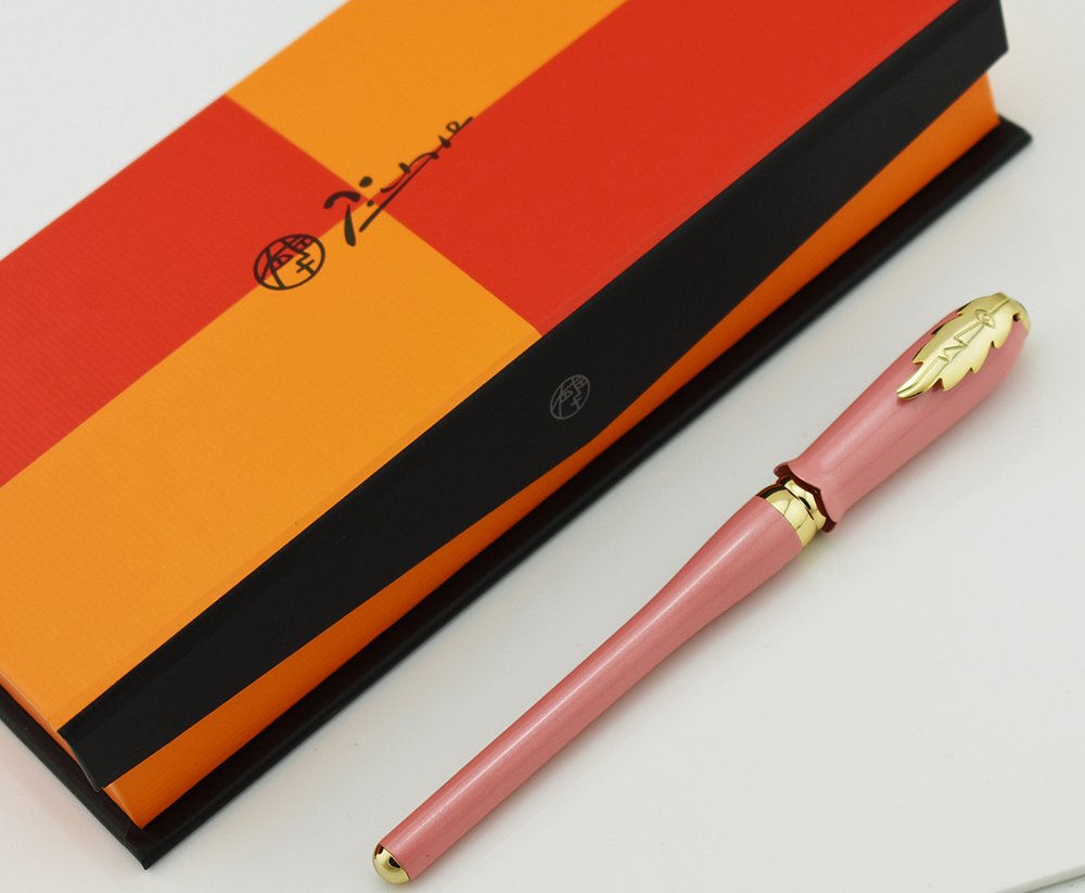 Picasso Greek Irene Fountain Pen Extra Fine Nib Pink Color Bud Cap Leaf Clip Uniqu Style Gift Box Set