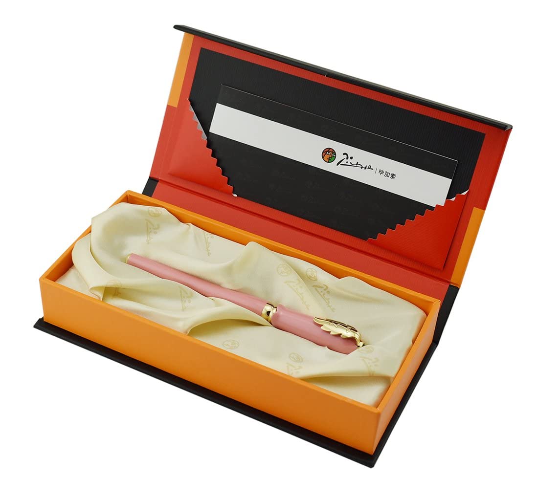 Picasso Greek Irene Fountain Pen Extra Fine Nib Pink Color Bud Cap Leaf Clip Uniqu Style Gift Box Set