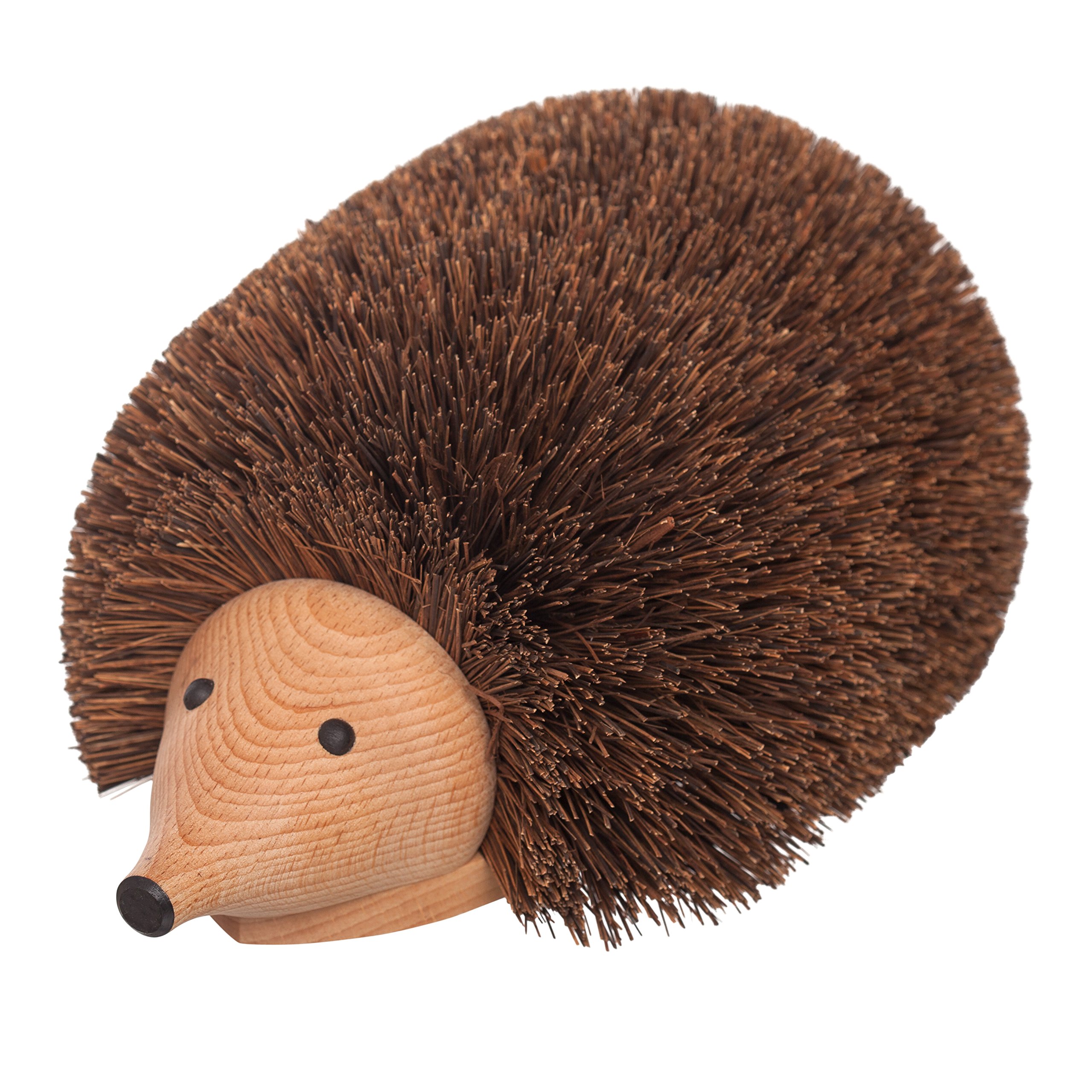 REDECKER Bassine Fiber Shoe Cleaning Hedgehog, 11-3/4 inches - Sturdy Beechwood Base - Natural Bristles, Decorative Design - Hedgehog Boot Scraper - Hedgehog Shoe Brush, Made in Germany