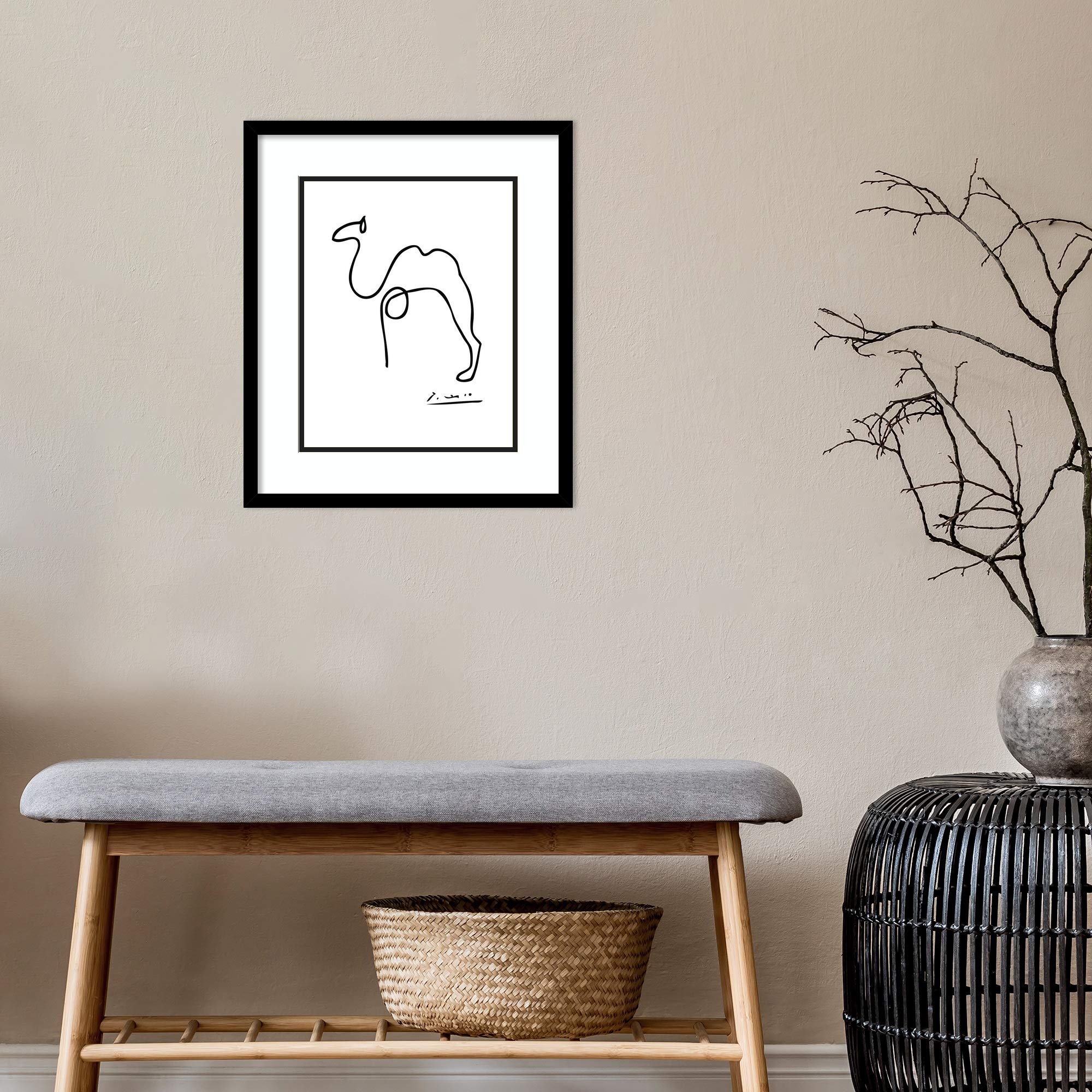 Amanti Art Framed Wall Art Print 20x17 The Camel by Pablo Picasso, Animals Wall Art, Museum Masters Classics Decor, Small Poster Painting Artwork for Living Room, Bedroom, Bathroom, Kitchen, Office