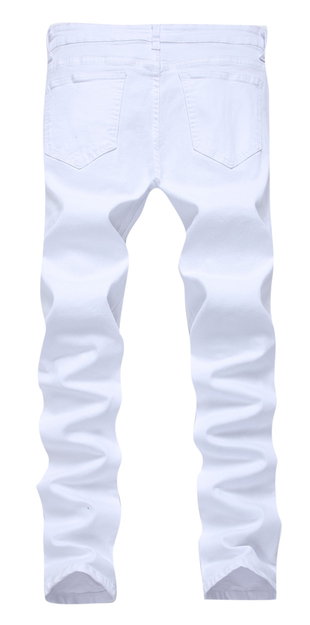 FREDD MARSHALL Men's White Skinny Slim Fit Ripped Distressed Destroyed Stretch Jeans Pants,White,38W
