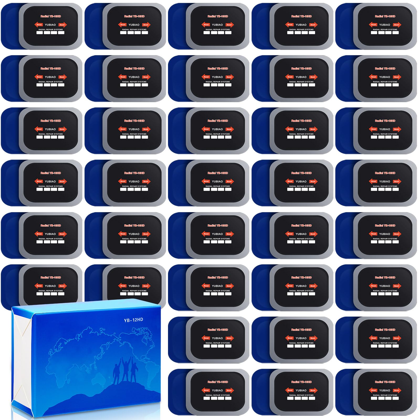 Tallew 60 Pcs Tire Patch 2.56 x 3.15 Inches Rubber Patches Radial Repair Patch Tube and Tire Plug Kit Emergency Repair Tool for Puncture Car Truck Bus Tractor Vehicle