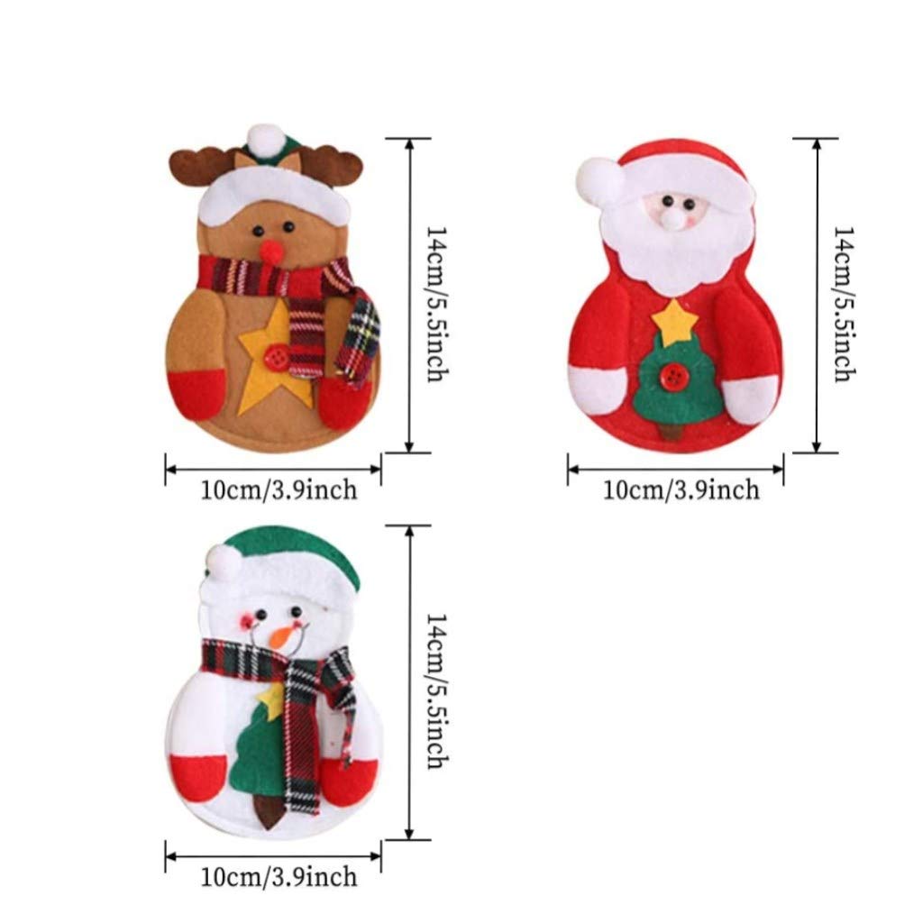6 Pieces Christmas Tableware Holders Set Snowman Santa Claus Elk Tableware Bags suit for Christmas Party Decoration