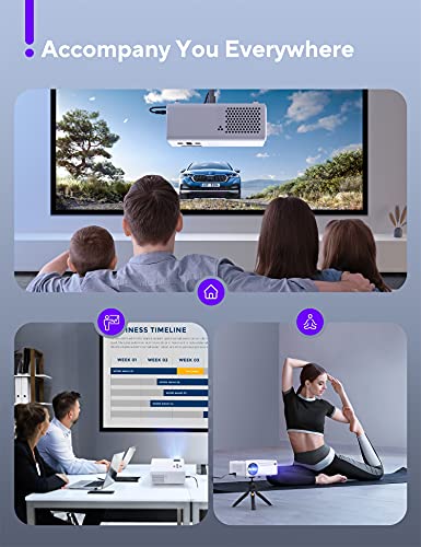 Native 1080P WiFi Projector, AKIYO 300'' Max iOS & Android Wireless Connection Phone Projector, Portable Video Home Outdoor Movie Projector, Support HDMI, TV Stick, USB, PS5, Carrying Case Included