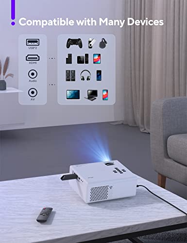 Native 1080P WiFi Projector, AKIYO 300'' Max iOS & Android Wireless Connection Phone Projector, Portable Video Home Outdoor Movie Projector, Support HDMI, TV Stick, USB, PS5, Carrying Case Included