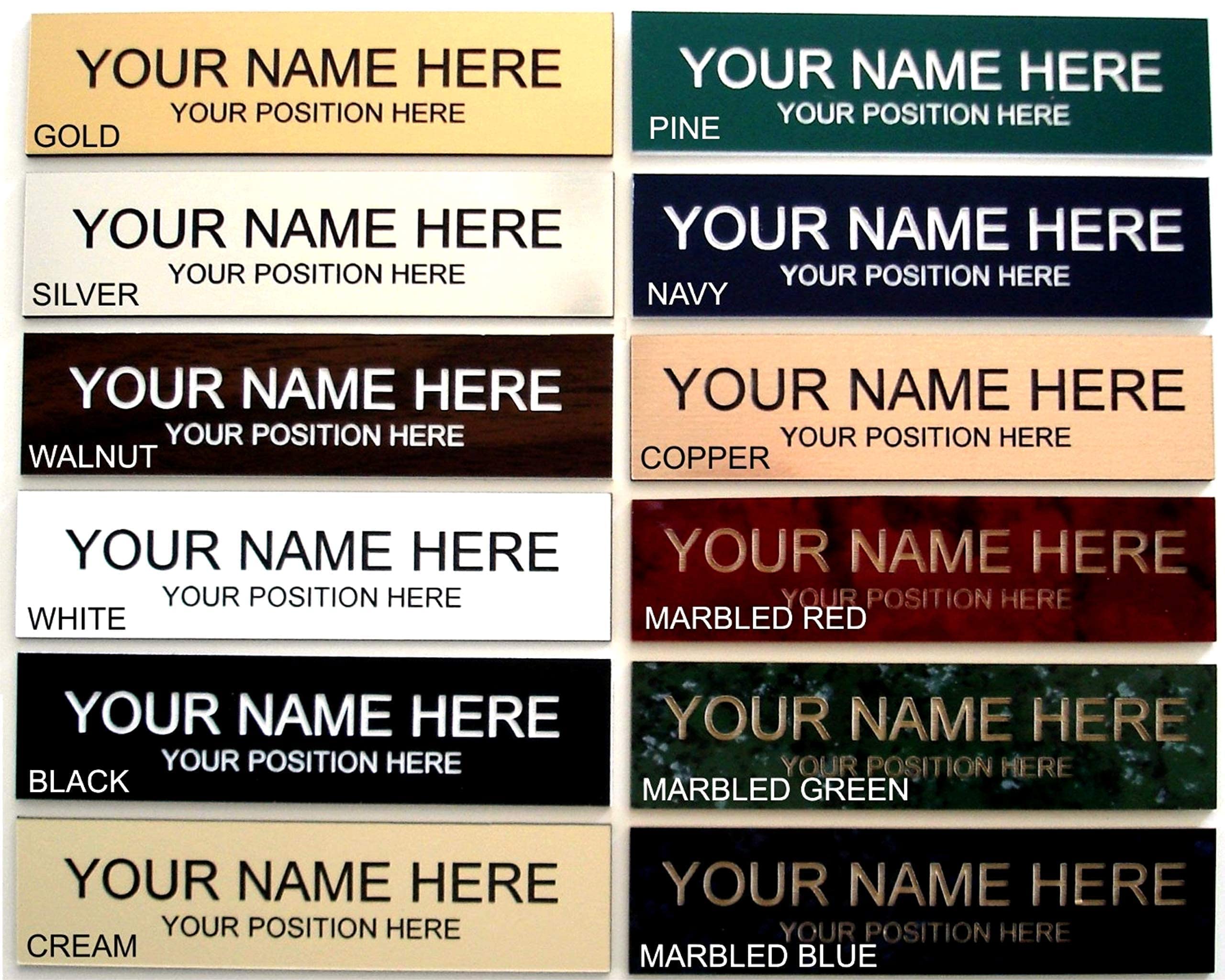 Lasercrafting Office Desk Name Plate or Wall / Door Sign - 2x8 or 2x10 - Laser Engraved Sign - CUSTOMIZE. Holder/bracket available. Choose colors and fonts. Great gift idea.