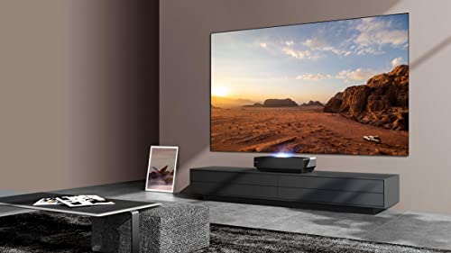 Hisense 100L5G-DLT100B 4K UHD Ultra-Short Throw Laser TV 100" High Gain ALR Screen, 2700 lumens, Compatible with Dolby Atmos, Google Assistant and Chromecast Built-in, Compatible with Alexa