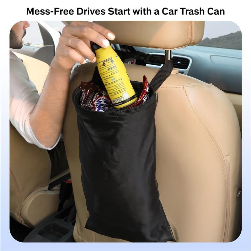 EcoNour Car Trash Can (2 Pack) | Hanging Trash Bag with Elastic Opening & Easy Mount | Garbage Can with Waterproof Oxford Material | Cute Accessories for Camping, Traveling & Outdoor