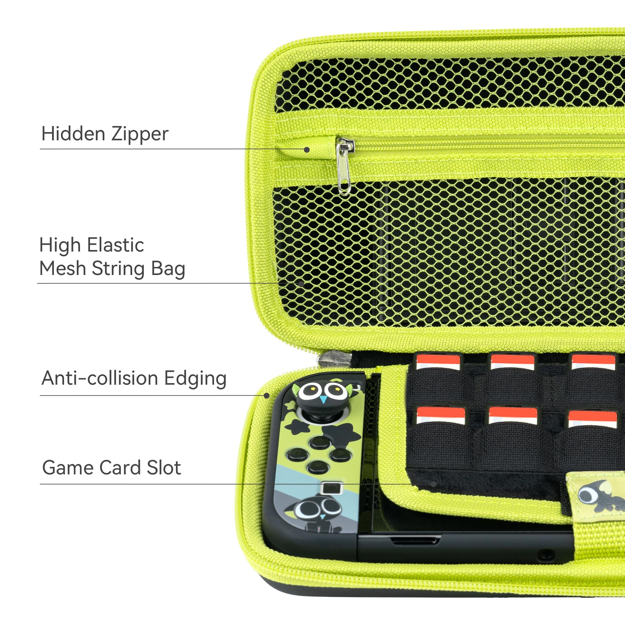 GeekShare Carry Case Compatible with Switch/Switch OLED Large Capacity PU Hardshell Travel Carrying Case fit Switch Console & Game Accessories - Luo Xiaohei