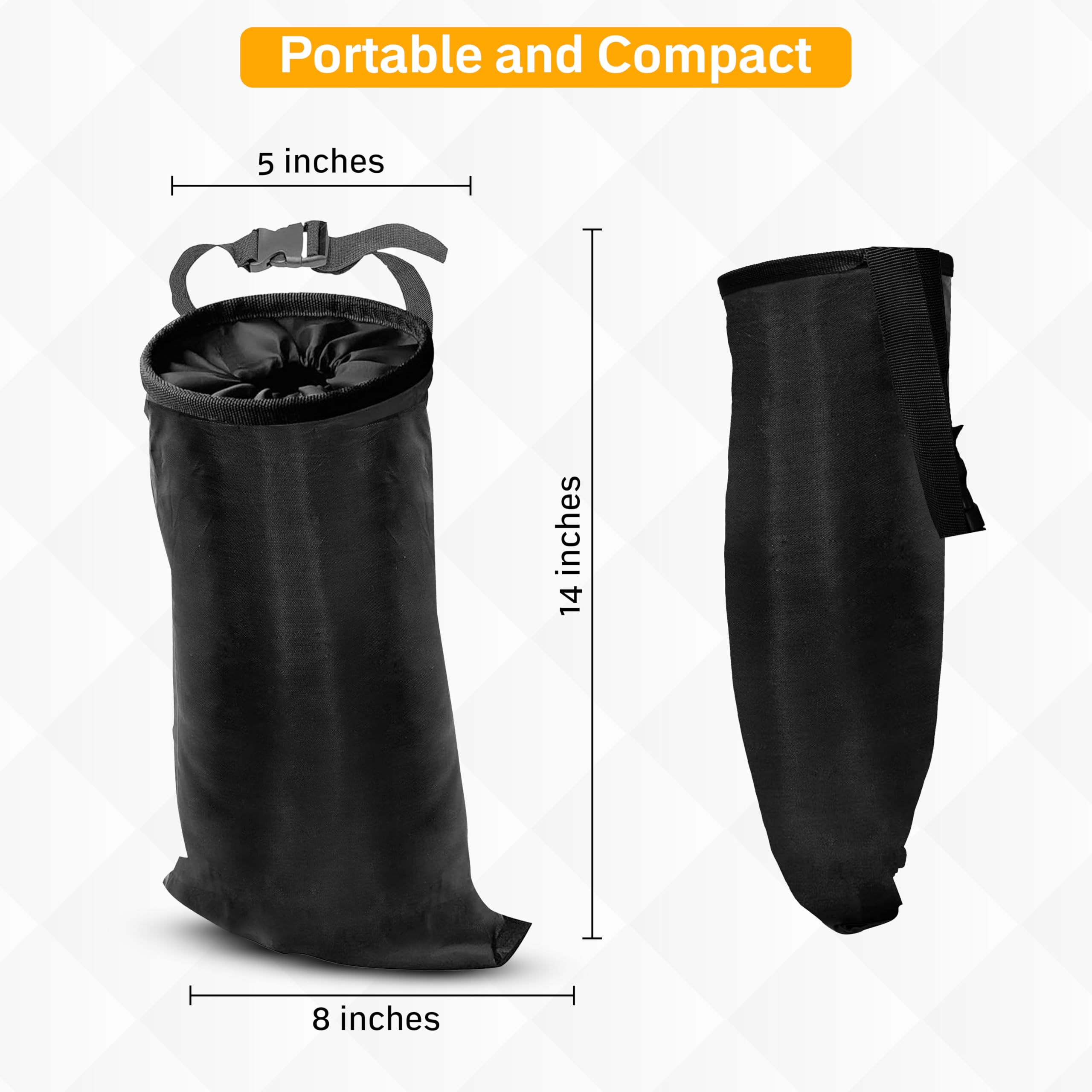 EcoNour Car Trash Can (2 Pack) | Hanging Trash Bag with Elastic Opening & Easy Mount | Garbage Can with Waterproof Oxford Material | Cute Accessories for Camping, Traveling & Outdoor