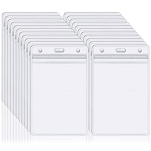 EcoEarth Vertical ID Badge Holder (Sealable 2.25x3.5 inch Premium Bulk 100 Pack) ID Holder, ID Card Holder Bulk, Name Badge Holder, Name Tag, Plastic Badge Holder, Badge Protector, Clear Card ID Tag
