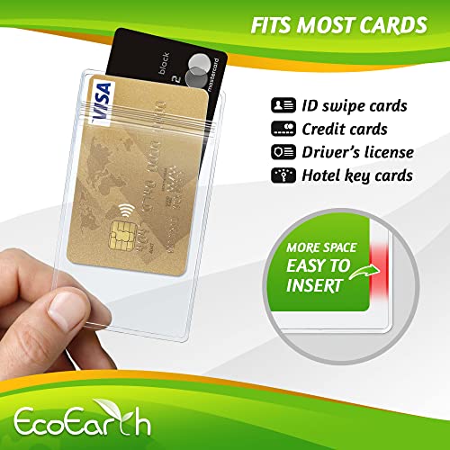 EcoEarth Vertical ID Badge Holder (Sealable 2.25x3.5 inch Premium Bulk 100 Pack) ID Holder, ID Card Holder Bulk, Name Badge Holder, Name Tag, Plastic Badge Holder, Badge Protector, Clear Card ID Tag