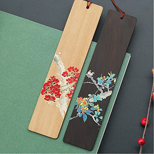 RIOMAN Bookmarks Metal Bookmark Bookmark Sprout Bookmarks Bookmark Handmade Wooden Bookmark,Classic Painted Bookmark Set,, is A Unique Gift for Teachers, Students (Color : B)