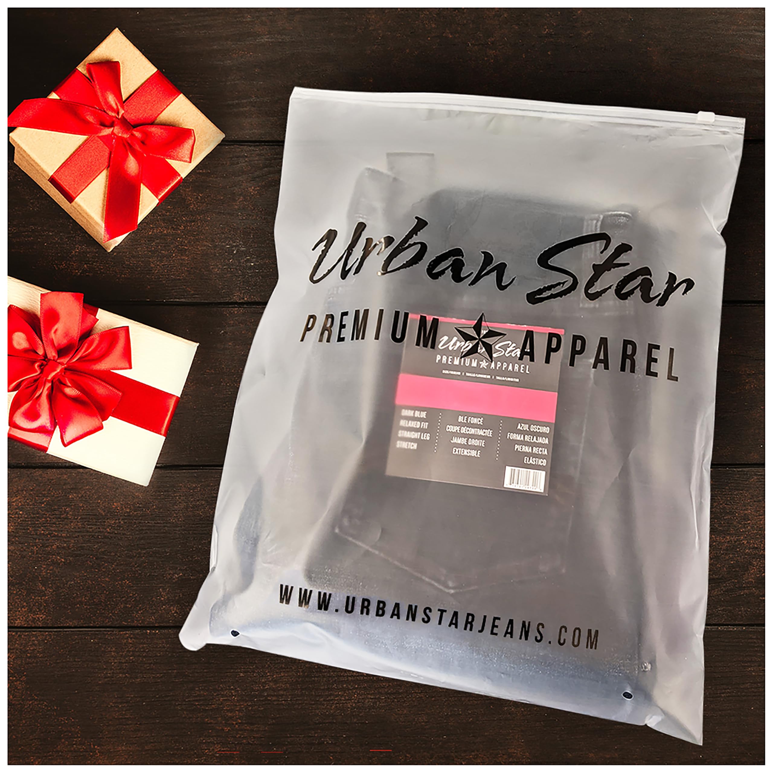 Urban Star Mens Jeans Relaxed Fit β Straight Leg Stretch Jeans for Men β Ultimate Comfort Superflex Pants Black 32W x 30L