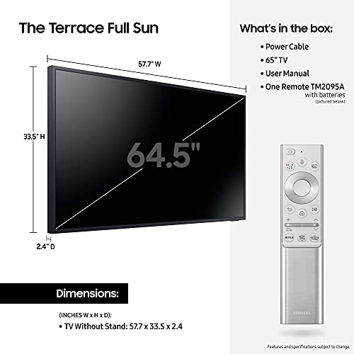 SAMSUNG 65-Inch Class Terrace Full Sun Outdoor QLED 4K Smart TV with Alexa Built-in QN65LST9TAFXZA, 2021 Model (Renewed)