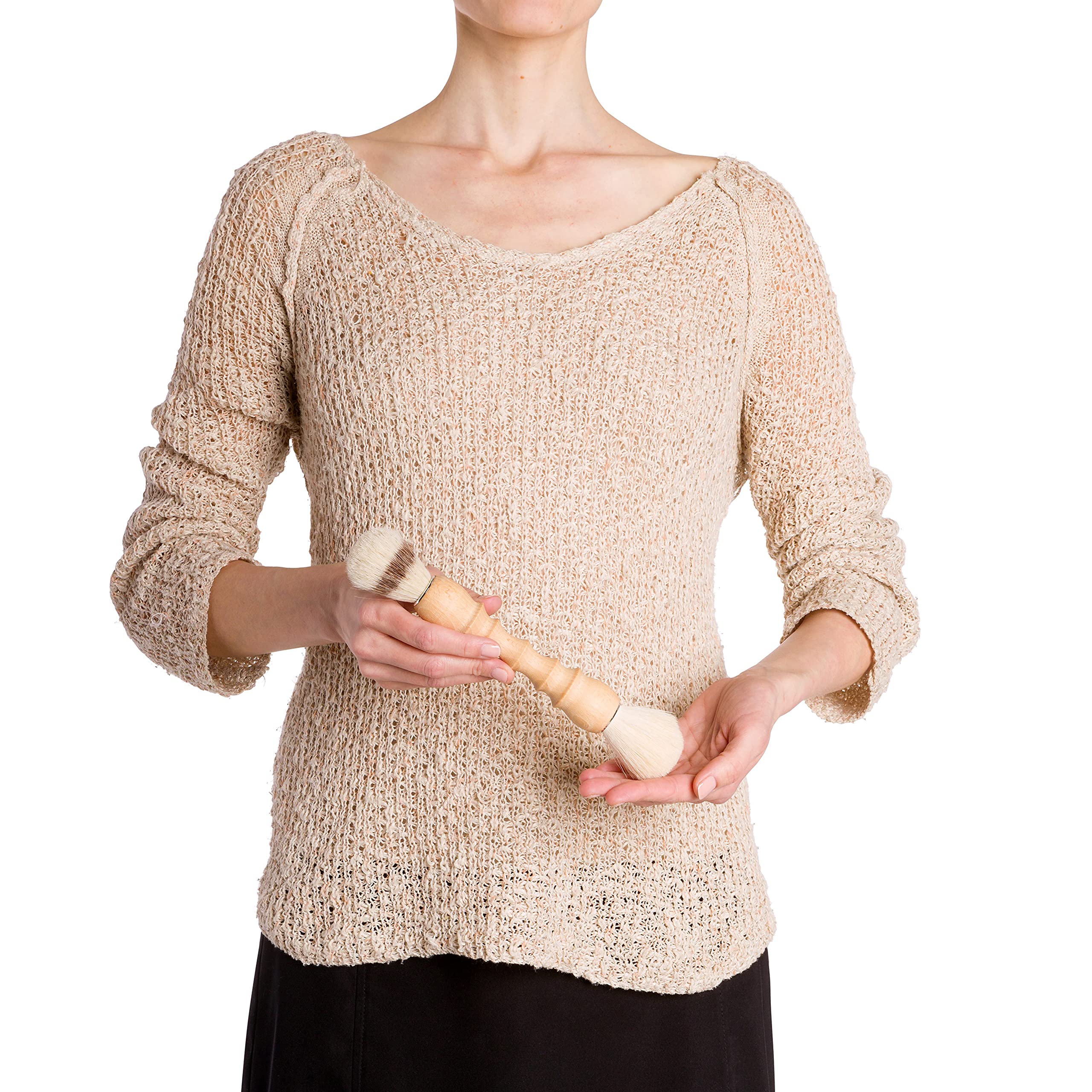 Redecker Double Dust Brush with Oiled Beechwood Handle, Goat Hair and Pig Bristle Brush Heads, Made in Germany