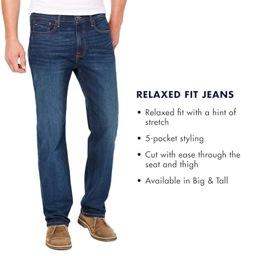 Tommy Hilfiger mens Thd Relaxed Fit Jeans, Dark Wash, 34W x 30L US