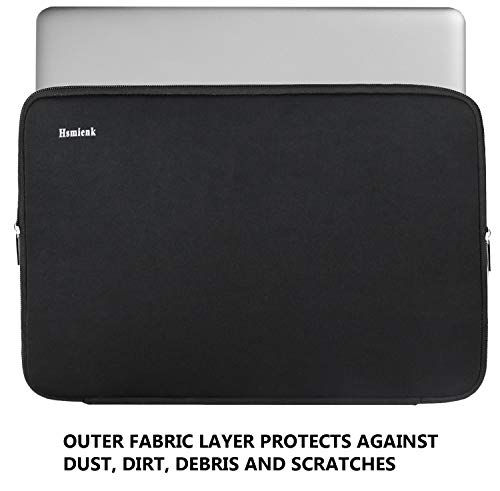 Laptop Sleeve 15.6 Inch, Hsmienk Durable Shockproof Protective Cover Flip Case Briefcase Carrying Computer Bag Case Compatible with 15.6 Inch HP, ASUS, Lenovo, Acer, Notebook, Computer, Black