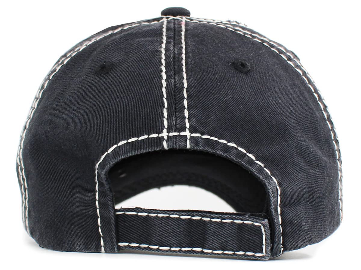 Funky Junque Vintage Patch Hat: Butterfly Hearts - Black