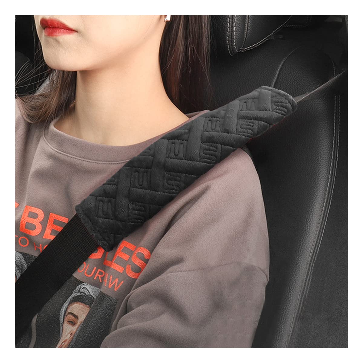 2 Pack Car Seat Belt Pads Cover, Universal Comfort Seatbelt Pad, Seat Belt Shoulder Strap Covers Harness Pad to Protect Neck and Shoulder from The Seat Belt Rubbing, Car Interior Accessories (Black)