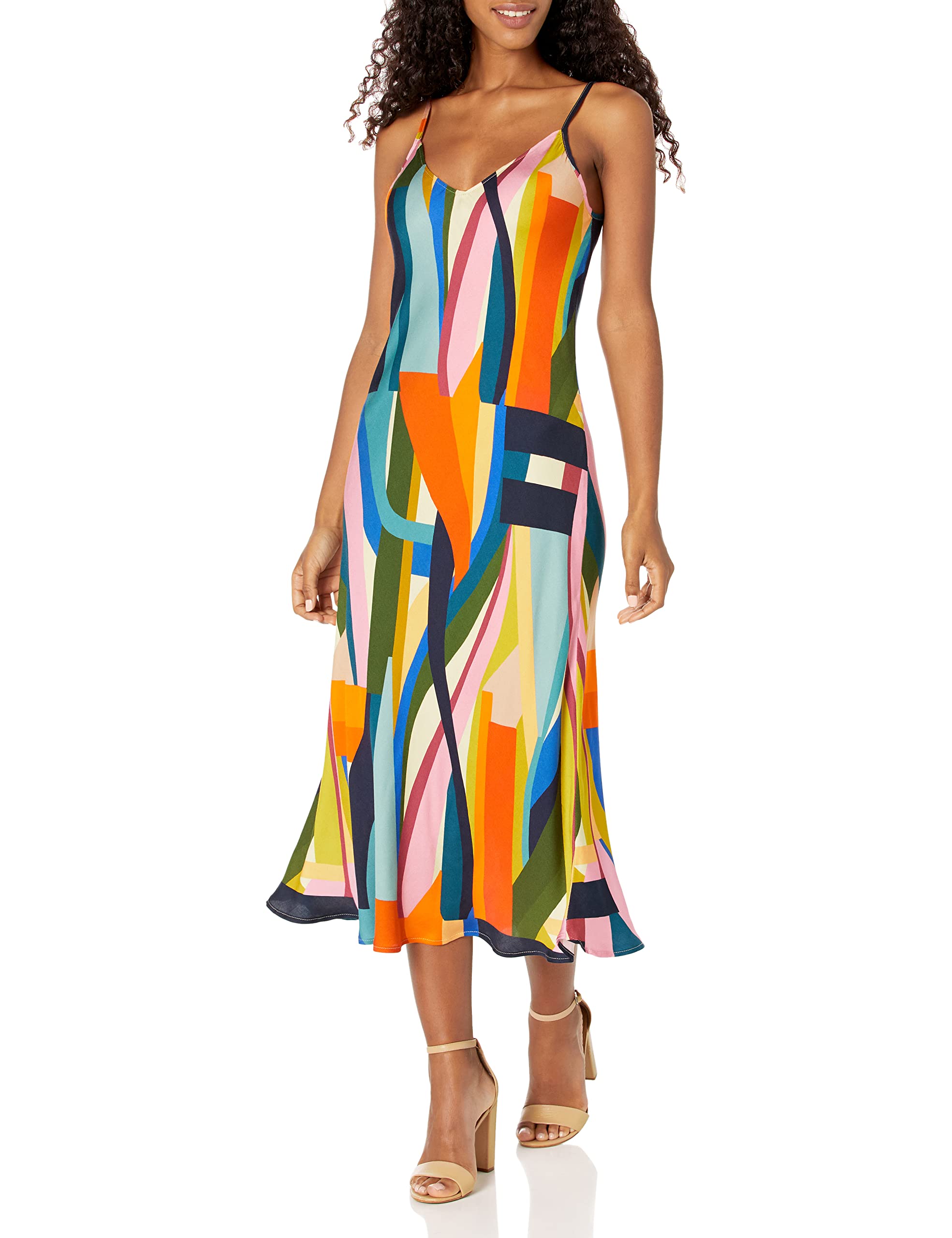VELVET BY GRAHAM & SPENCER Women's Marisol Picasso Print Slip Dress, Multi, XL