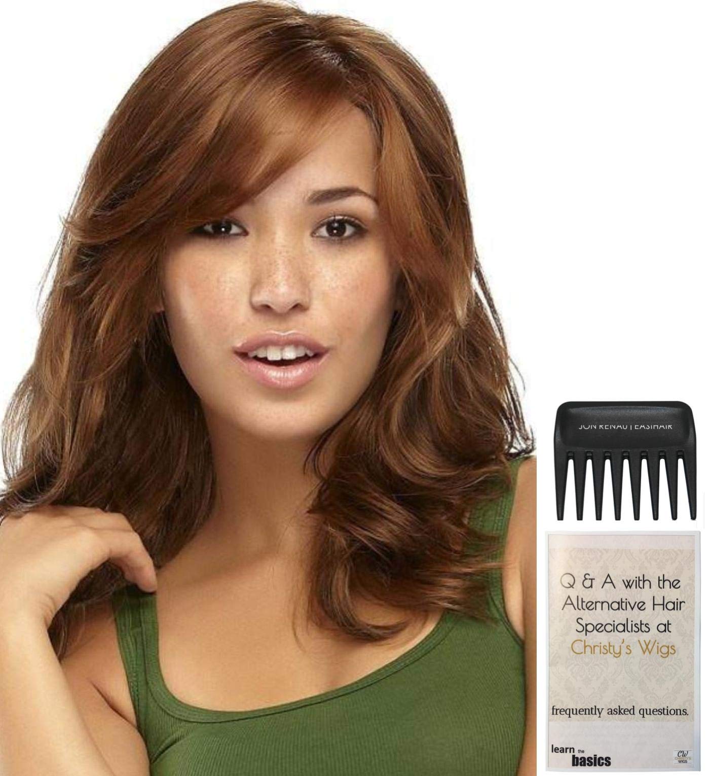 Bundle - 3 Items: Gisele Wig by Jon Renau, Christy's Wigs Q & A Booklet & Wide Tooth Comb - Color: 12FS12