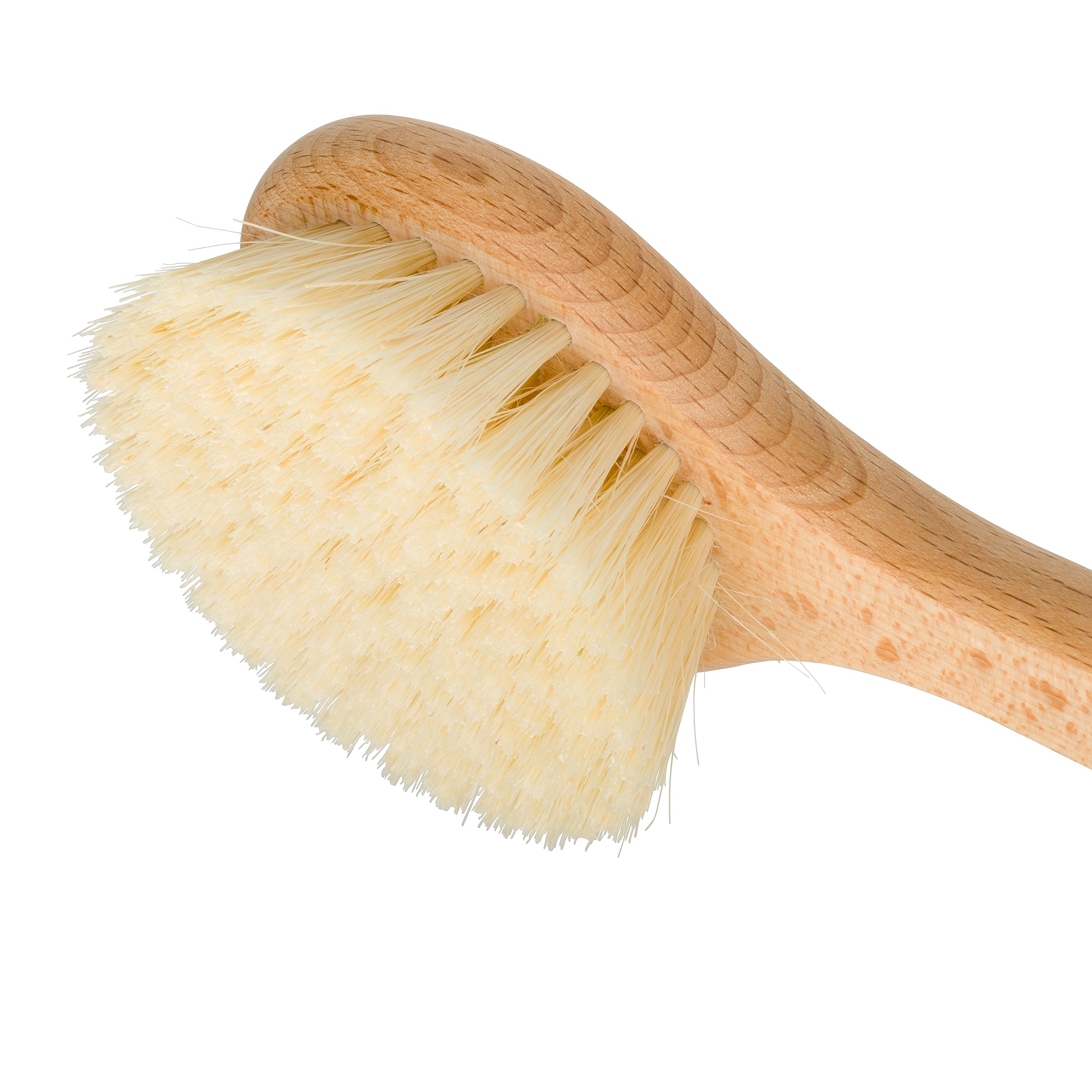 Redecker 100% Made in Germany Round Pig Bristle Bath Brush with Oiled Beechwood Handle, 14-1/5-Inches