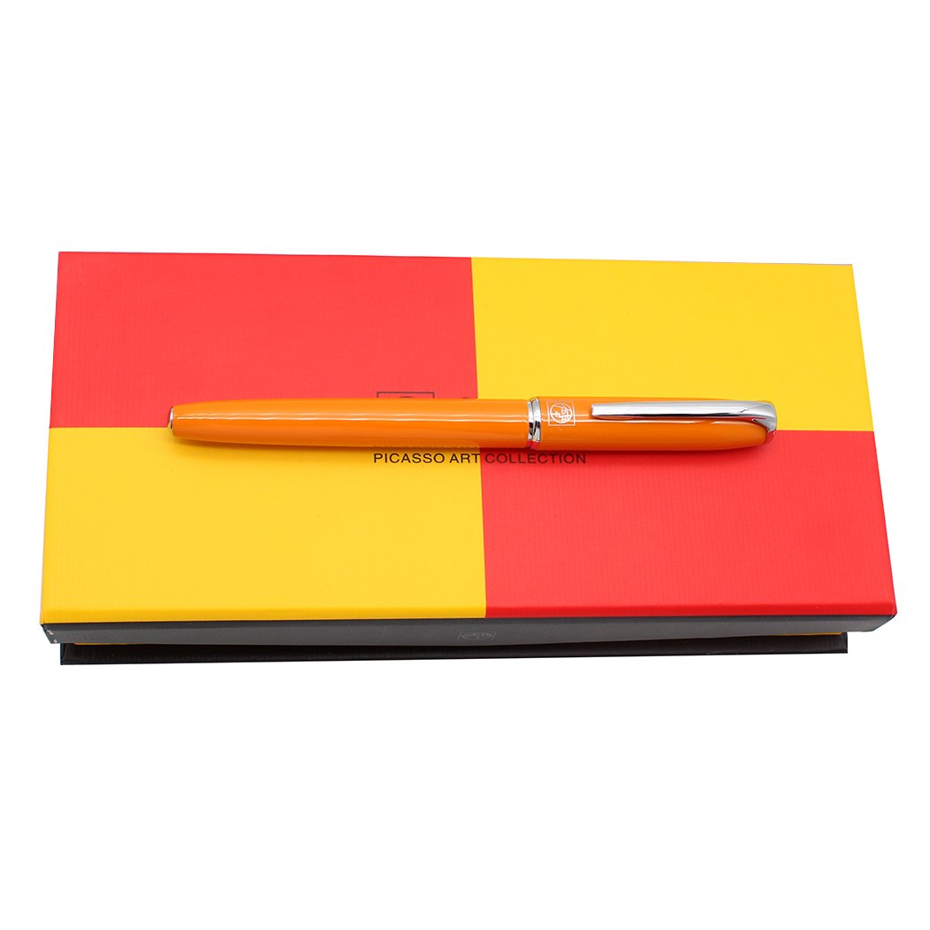 Gullor Advanced Picasso Rollerball Pen 916 Picasso Pen Orange and Silver Clip Pen