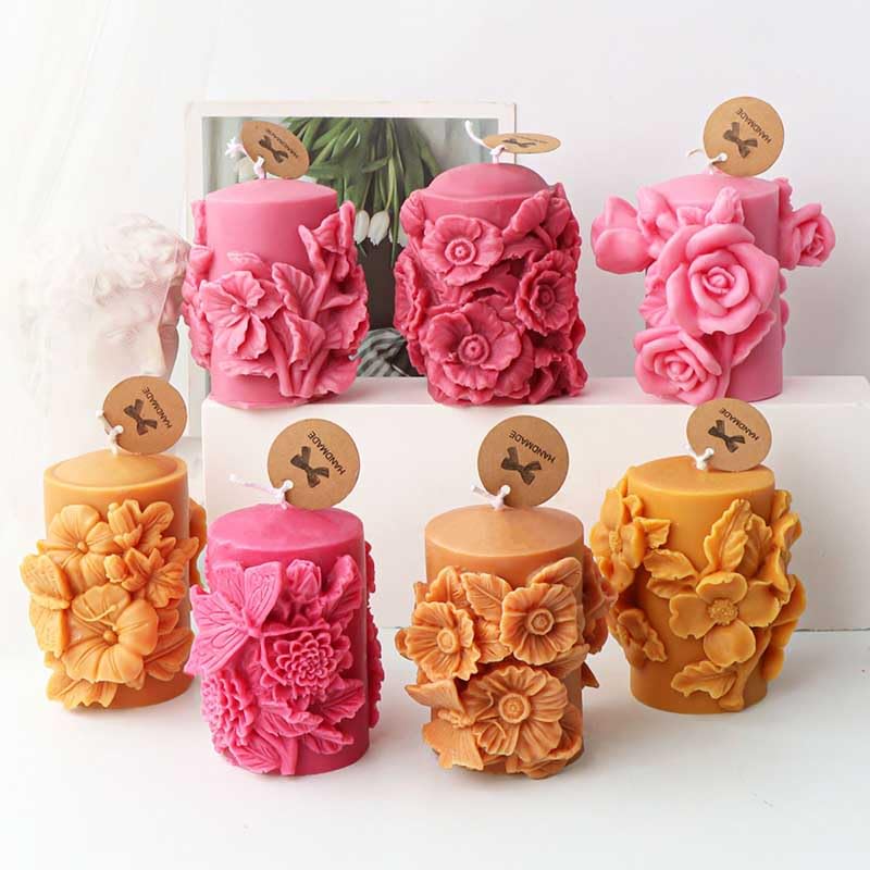 Tone Fun Relief Butterfly Love Flower Shape Candle Silicone Molds for Making Candle, Resin, Aromatherapy Candles, Handmade Wax Soap, Home Decor, Craft