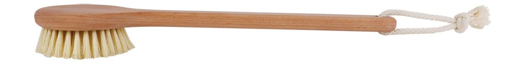 Redecker 100% Made in Germany Round Pig Bristle Bath Brush with Oiled Beechwood Handle, 14-1/5-Inches