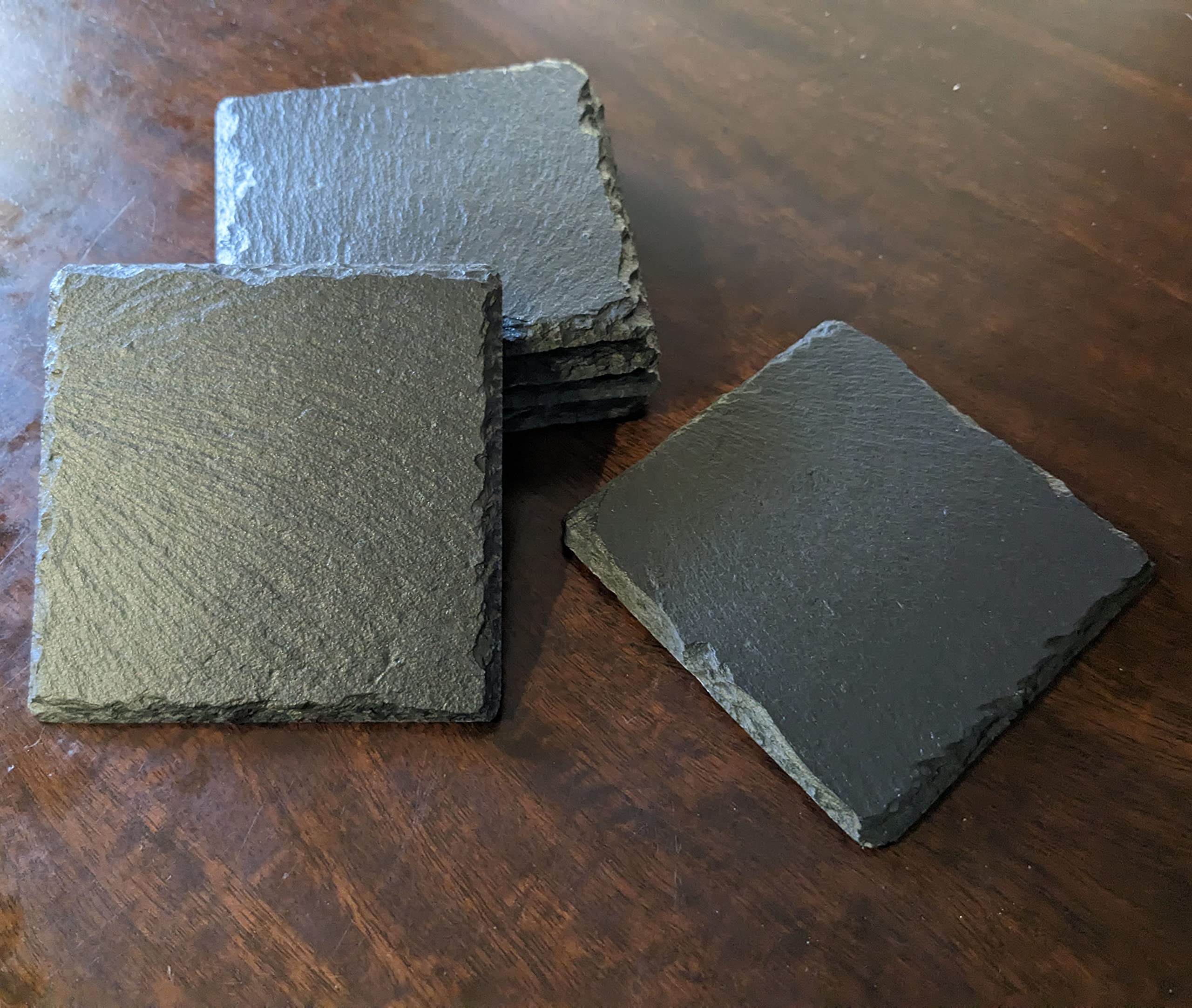 Premium Slate Coasters Set with Laser-Etched Porsche 911 Design | Stylish Drink Mats for Home & Car Enthusiasts - Square Slate - set of 6