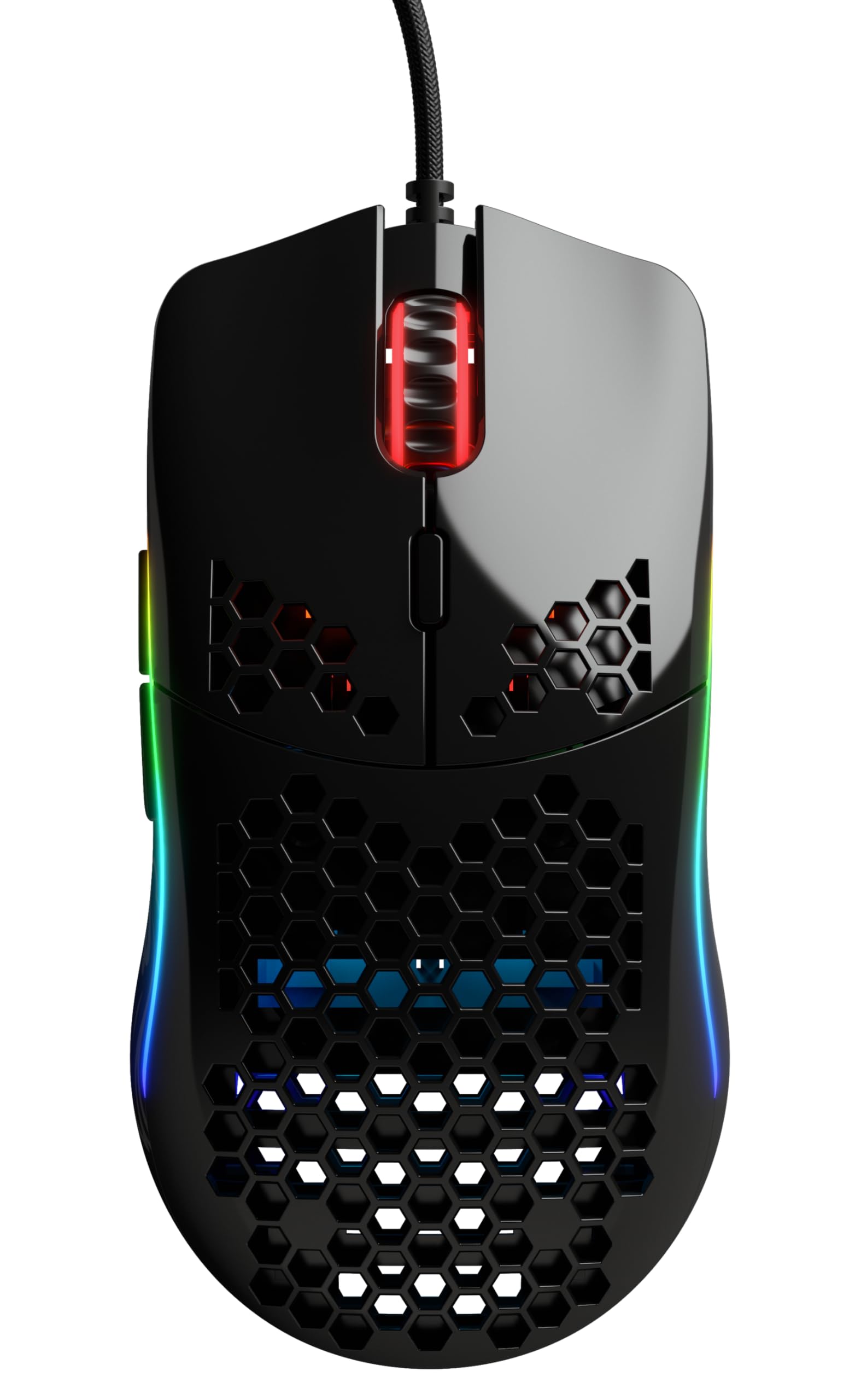 Glorious Model O- (Minus) Compact Wired Gaming Mouse - 58g Superlight Honeycomb Design, RGB, Pixart 3360 Sensor, Ambidextrous, Omron Switches - Glossy Black