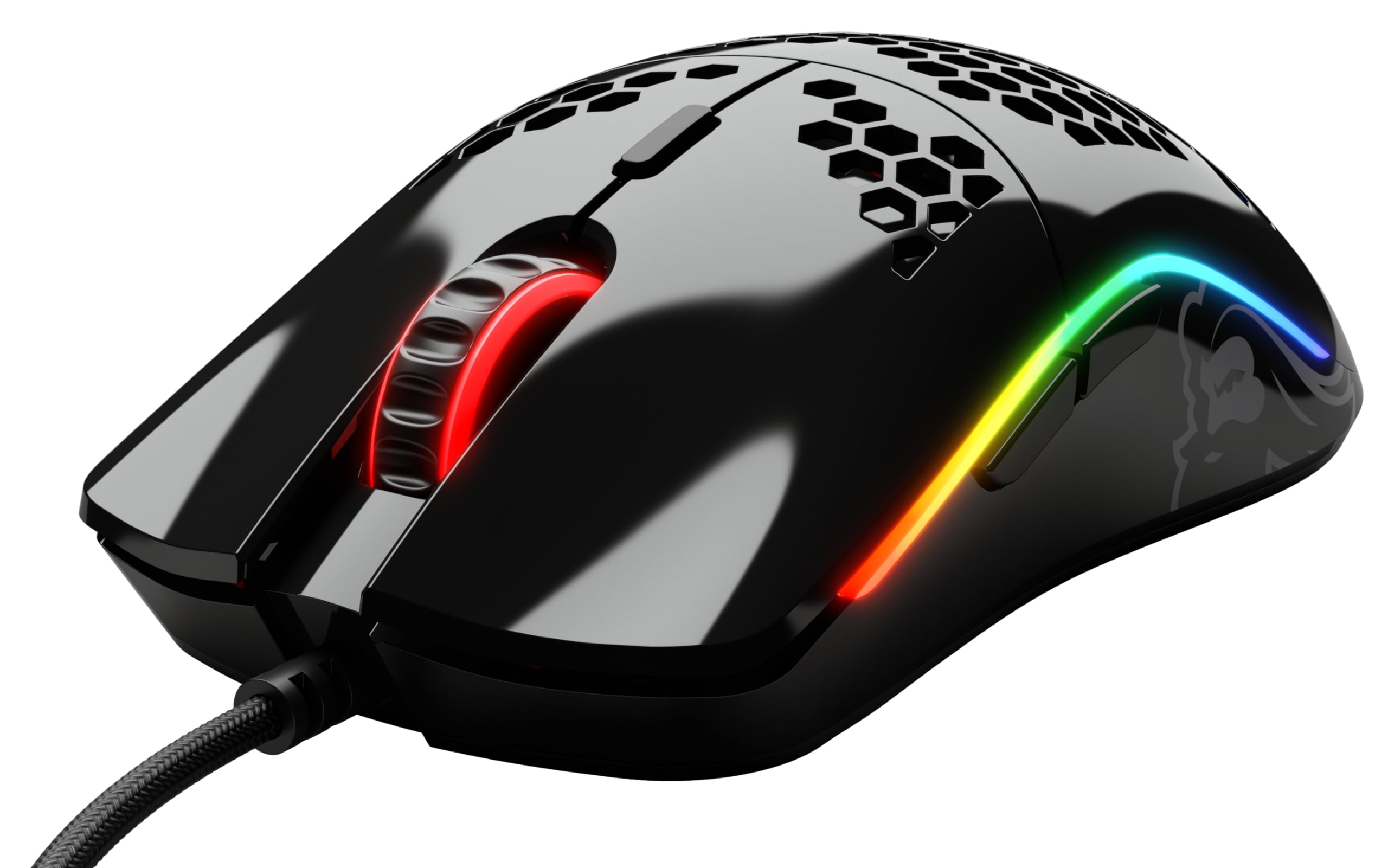 Glorious Model O- (Minus) Compact Wired Gaming Mouse - 58g Superlight Honeycomb Design, RGB, Pixart 3360 Sensor, Ambidextrous, Omron Switches - Glossy Black