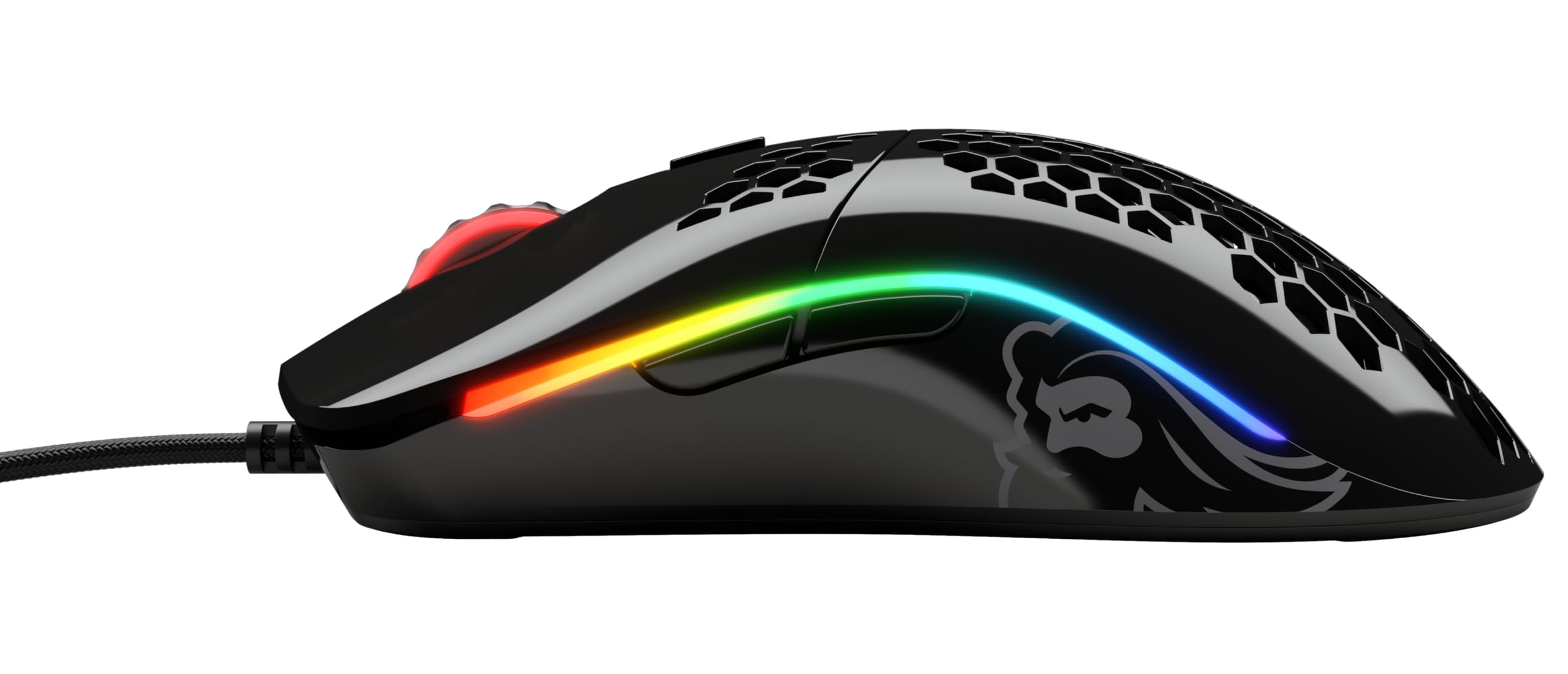 Glorious Model O- (Minus) Compact Wired Gaming Mouse - 58g Superlight Honeycomb Design, RGB, Pixart 3360 Sensor, Ambidextrous, Omron Switches - Glossy Black