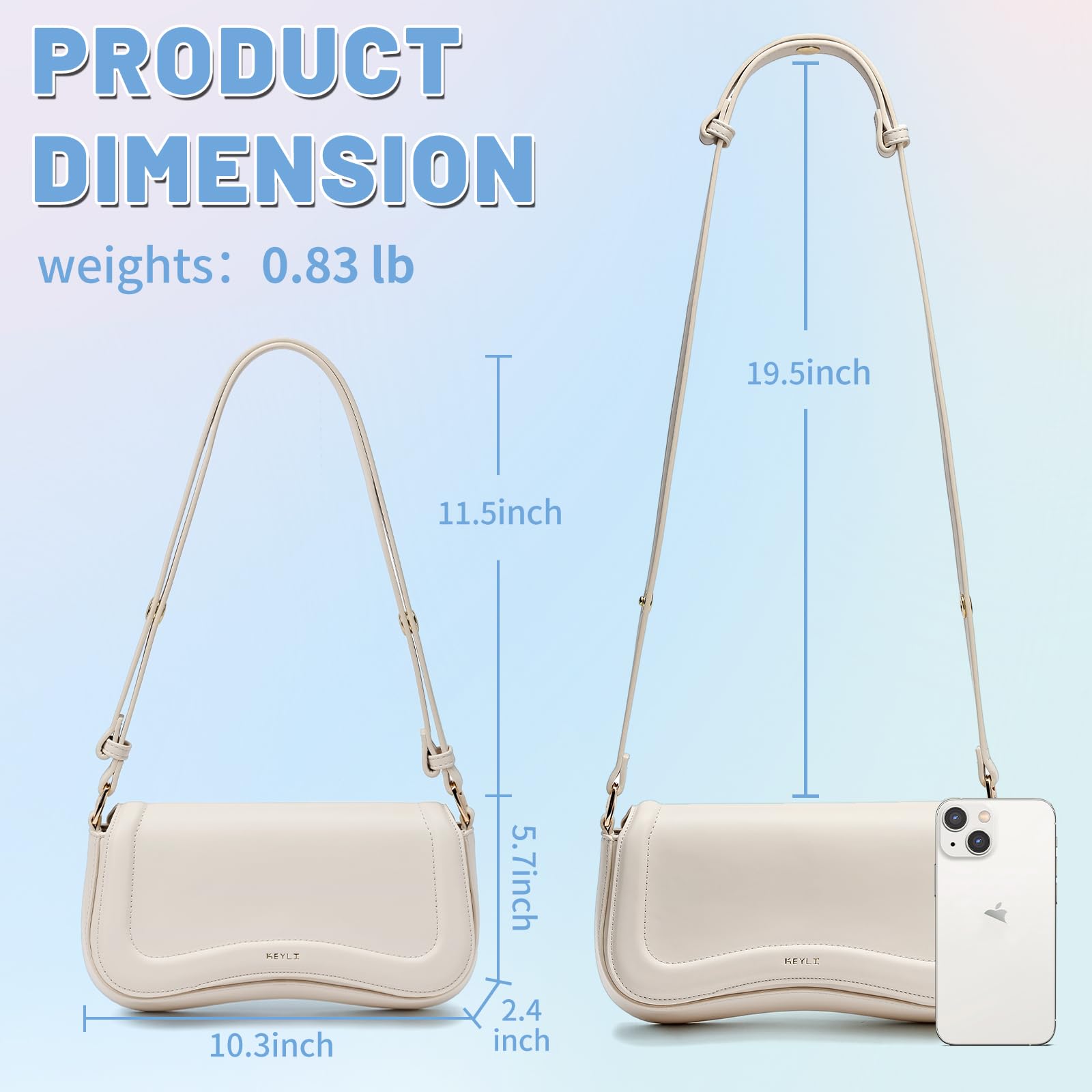 Keyli Shoulder Bag for Women mini Crossbody Purses Retro Classic Handbag Waterproof Vegan Leather Clutch Tote Hobo Purse Designer Bags with Adjustable Strap Beige