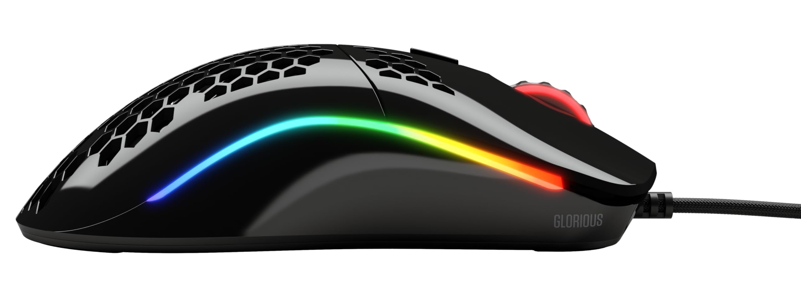 Glorious Model O- (Minus) Compact Wired Gaming Mouse - 58g Superlight Honeycomb Design, RGB, Pixart 3360 Sensor, Ambidextrous, Omron Switches - Glossy Black