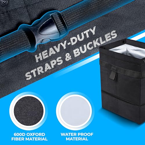 EcoNour Car Trash Can (Large) | Car Trash Bag Hanging with Elastic Opening & Easy Mount | Car Garbage Can with Waterproof Oxford Material | Cute Car Accessories for Camping, Traveling & Outdoor