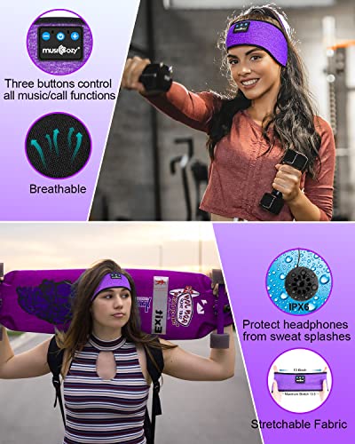 MUSICOZY Sleep Headphones Wireless Bluetooth Headband, Music Sports Sleeping Headband Headphones for Workout, Jogging, Yoga