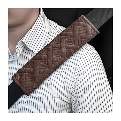 Osilly Car Seat Belt Pads, 2 Pack Soft Furry Seatbelt Shoulder Strap Covers for A More Comfortable Driving, Car Interior Accessories, Universal Harness Pad for All Cars & Backpack Straps (Khaki)