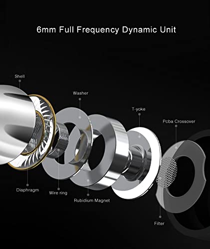 FAAEAL Poppy Metal Earphone Stereo Bass HiFi Tuning Headset 3.5mm Wired in-Ear Earphones for Mobile Phone PC MP3 Player, Headset with 5N LC-OFC Cable for Exercise Office (with Mic)