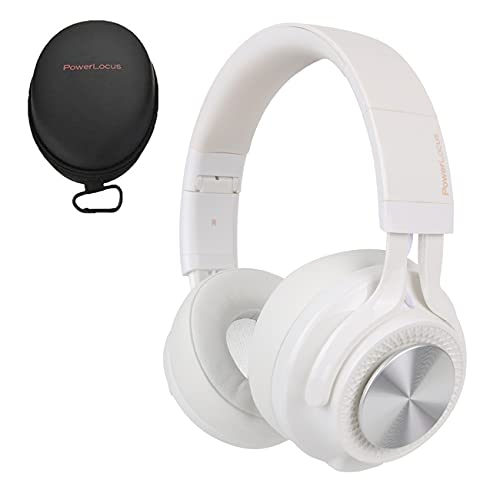 PowerLocus P3 Wireless Bluetooth Headphones Over-Ear, [40h Playtime, Bluetooth 5.0] Foldable Stereo Wireless/Wired Headphone Over Ear with Mic Deep Bass Headset for iOS/Android/Laptop/PC/TV - White